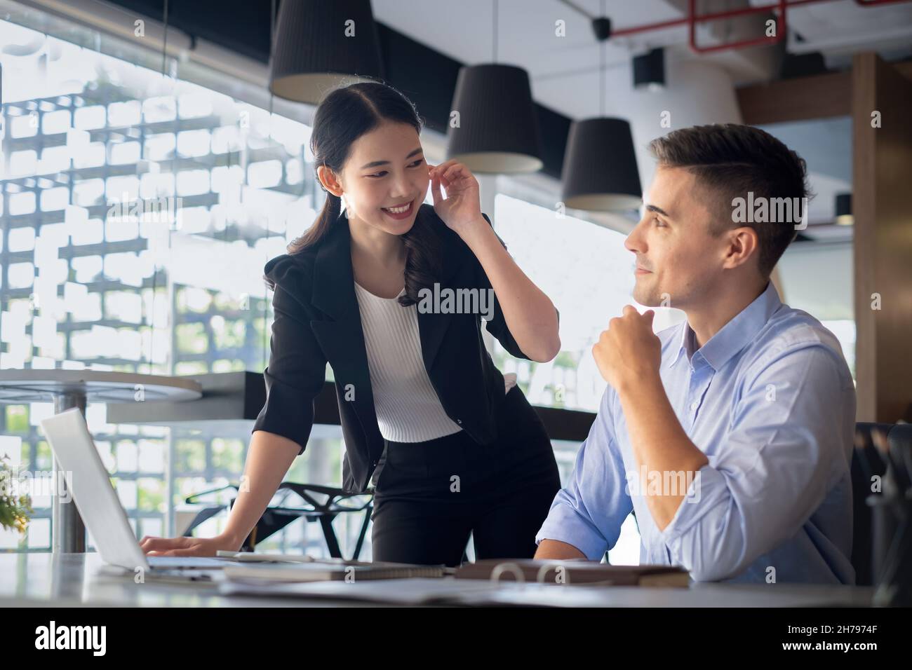Business woman and Accountant brainstorming or discussing about fund ...