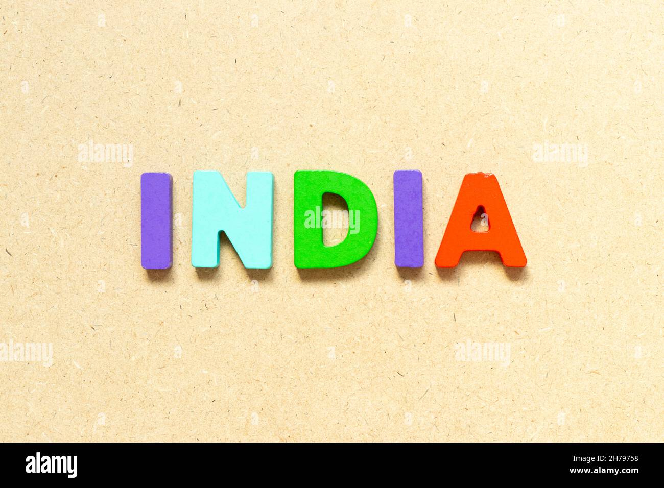 Color alphabet letter with word india on wood background Stock Photo ...