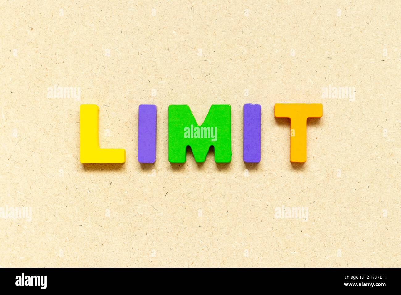 Color alphabet letter with word limit on wood background Stock Photo ...