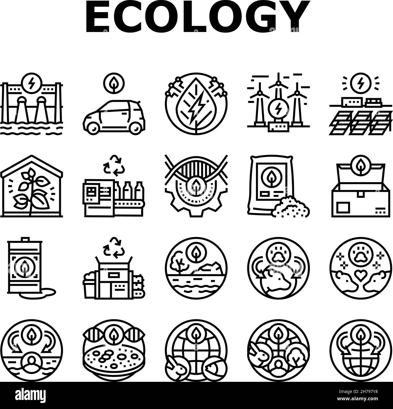 Ecology Protective Technology Icons Set Vector Stock Vector Image & Art ...