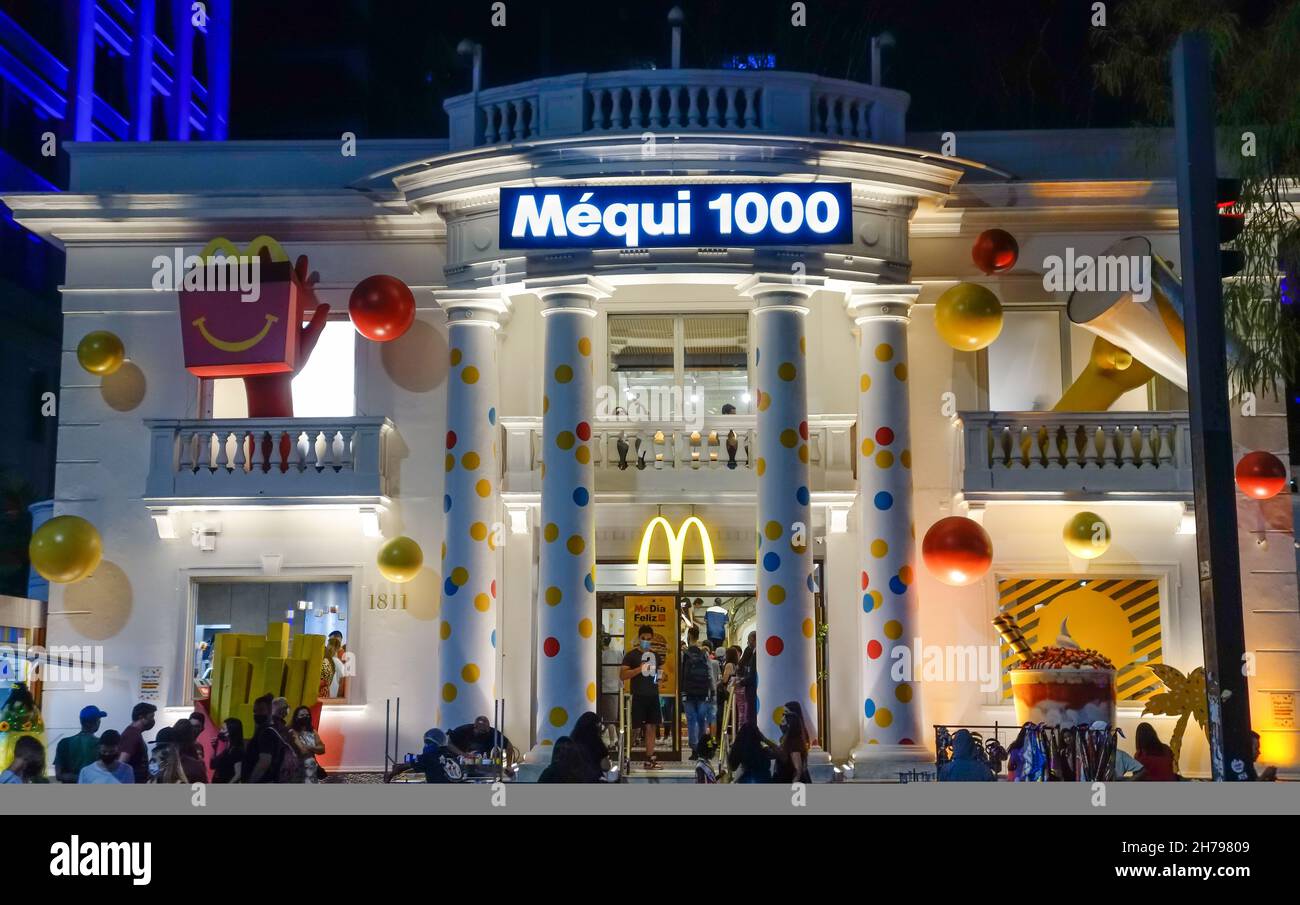 SAO PAULO, BRAZIL - Oct 24, 2021: The Mequi 1000 McDonald's food store ...