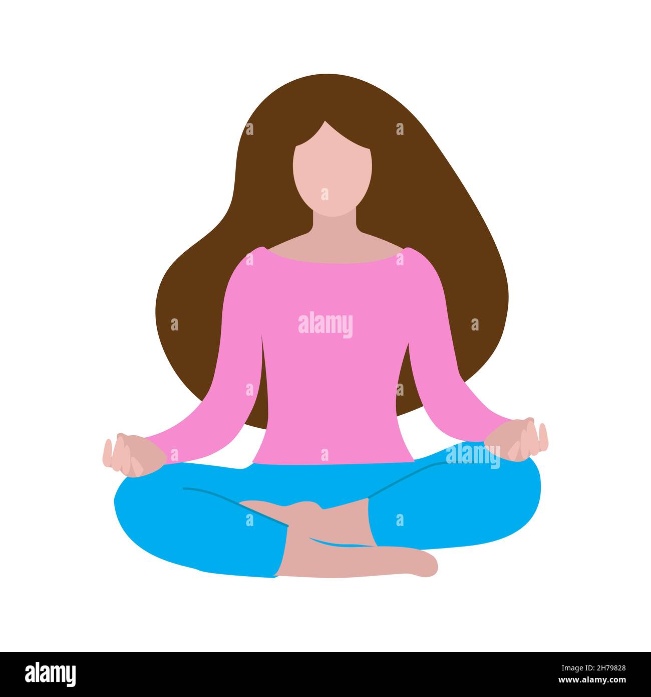 Young woman practicing yoga in lotus asana. Faceless illustration. Lady ...