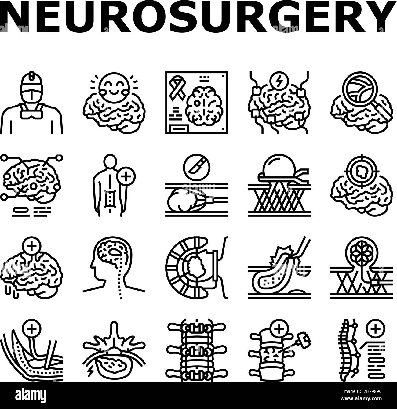 Neurosurgery Medical Treatment Icons Set Vector Stock Vector Image ...