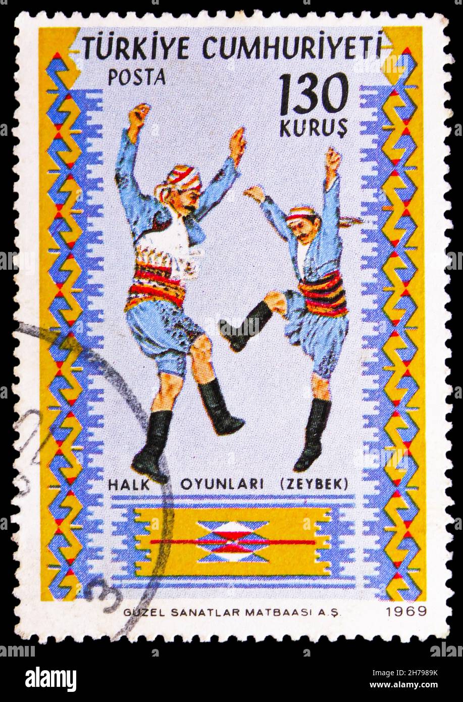 MOSCOW, RUSSIA - OCTOBER 25, 2021: Postage stamp printed in Turkey ...
