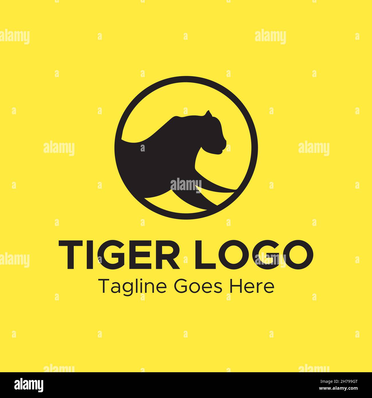 Tiger Logo. Minimalistic black color circle shape logo Stock Vector ...