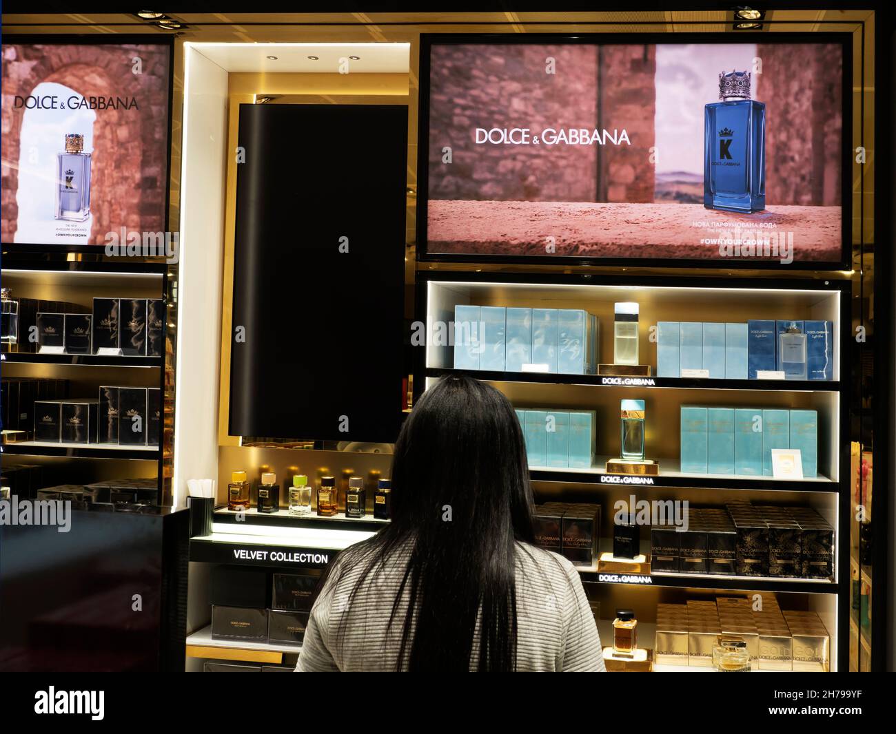 Dolce and Gabbana perfumes seen displayed on the shelf of Duty Free ...