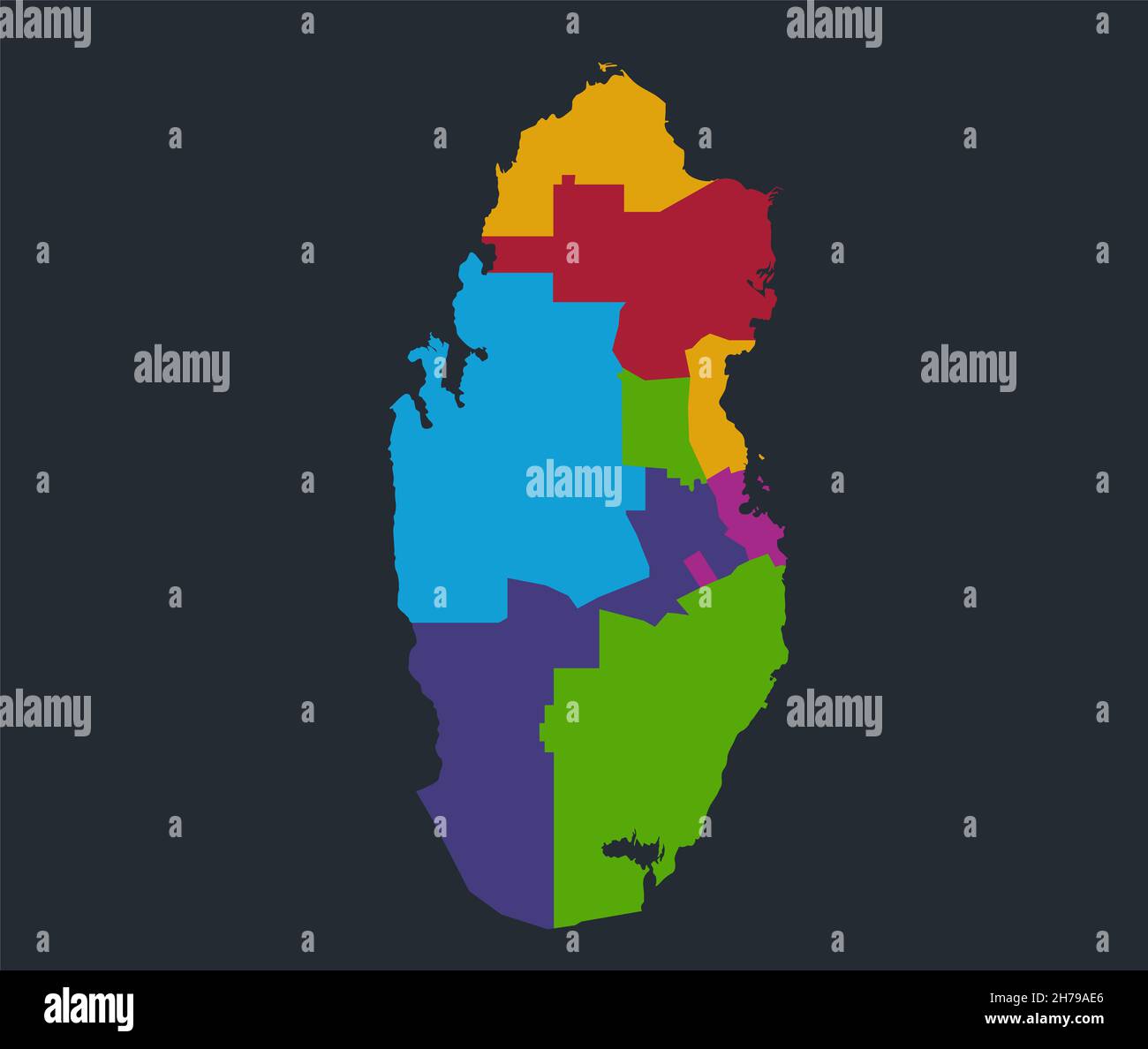 Infographics Qatar map, flat design colors, administrative division ...