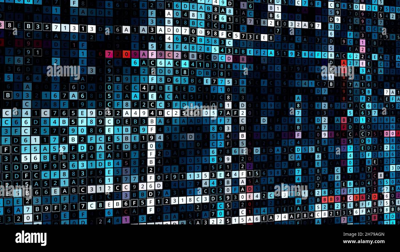 Field with changing numbers. Animation. Computer field with generated numbers and pulsating ...