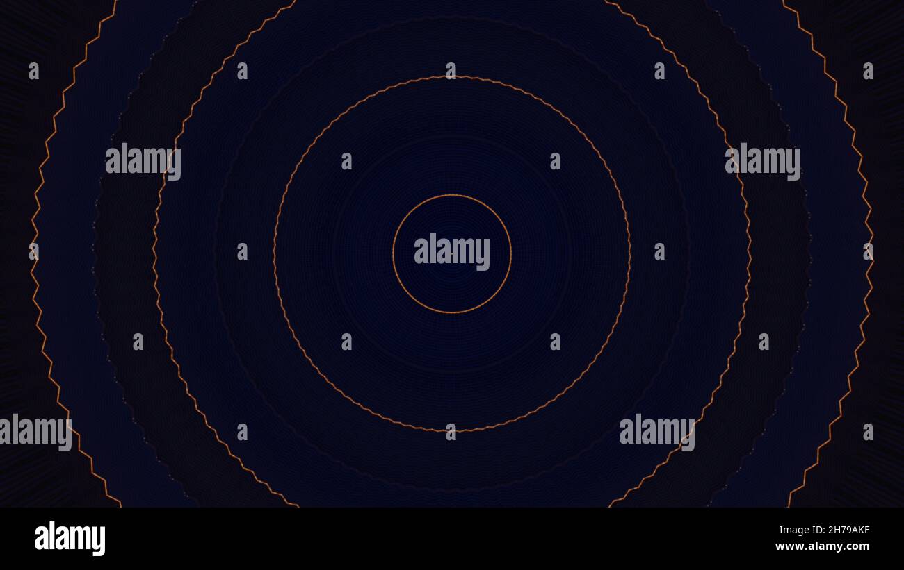 Circular waves motion graphics on black background, seamless loop ...