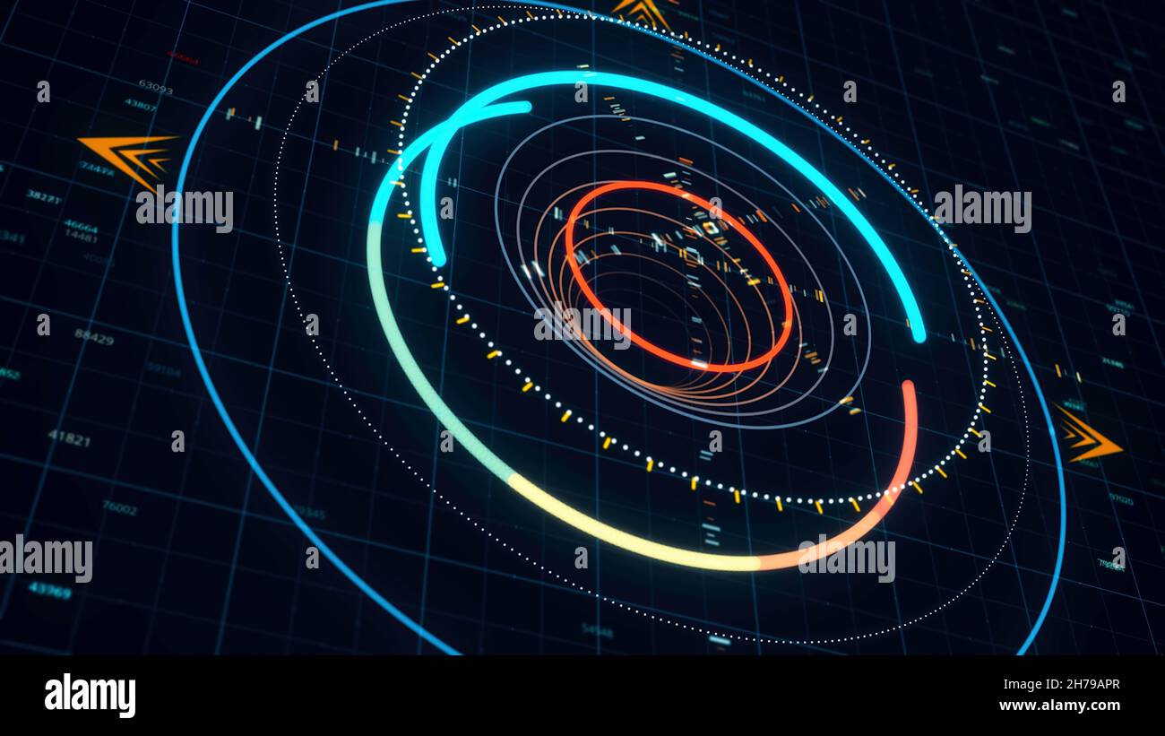 Abstract animation with circles in spy style. Animation. Computer ...