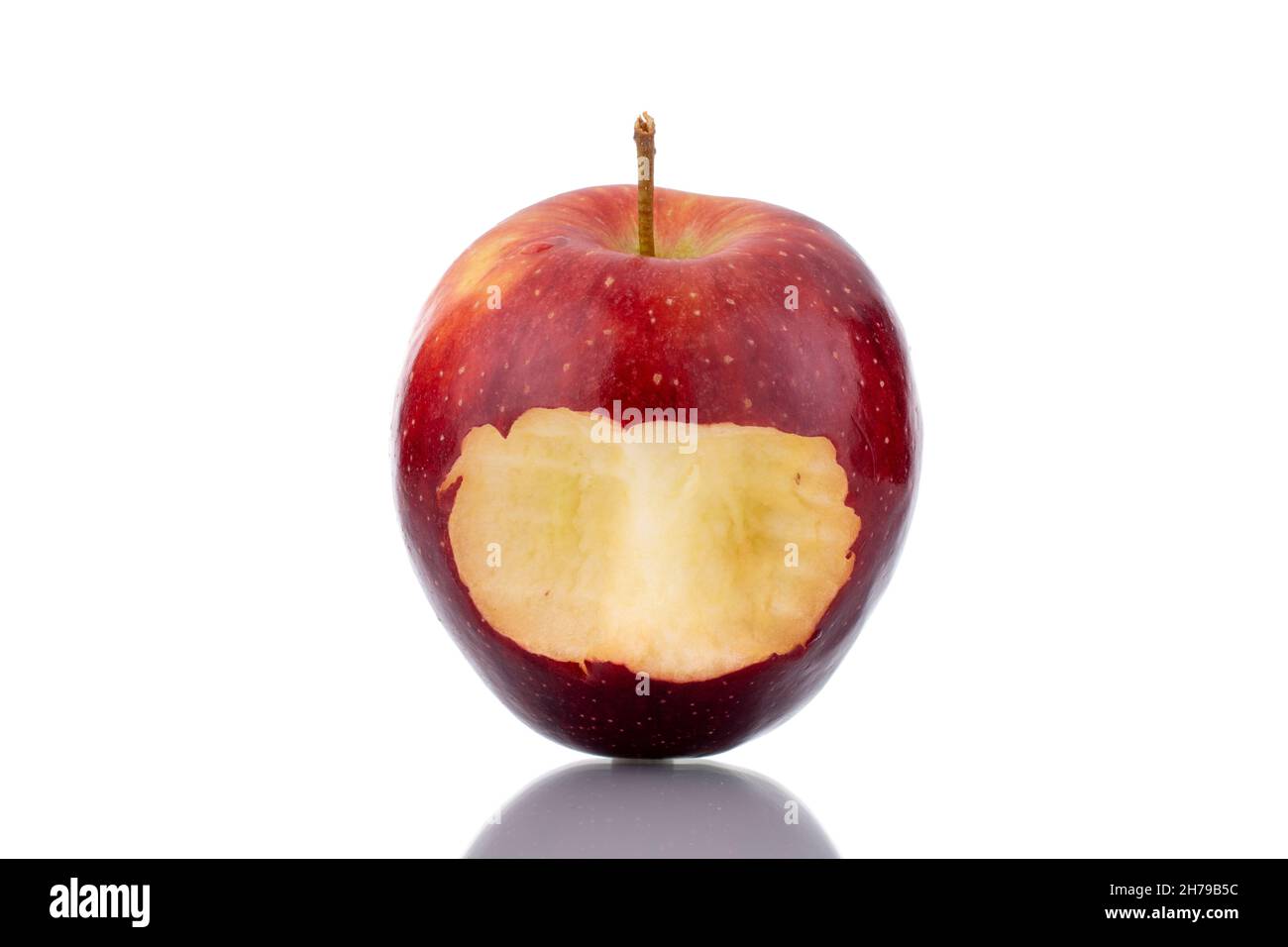 One sweet red bitten apple, close-up, isolated on white Stock Photo - Alamy