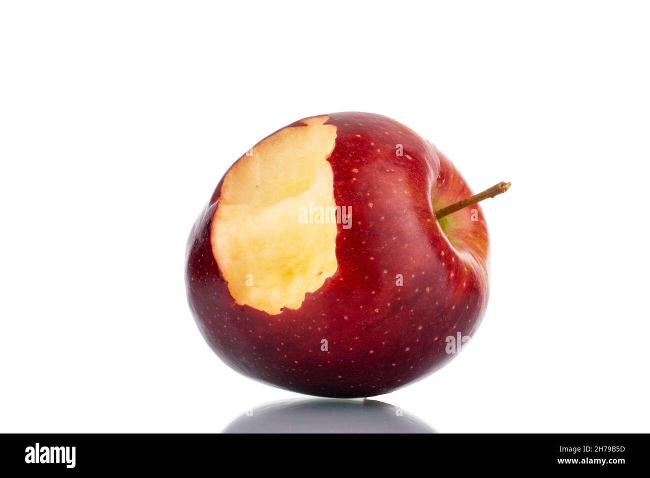 One sweet red bitten apple, close-up, isolated on white Stock Photo - Alamy