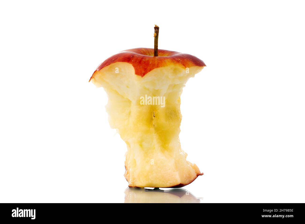 One sweet red bitten apple, close-up, isolated on white Stock Photo - Alamy