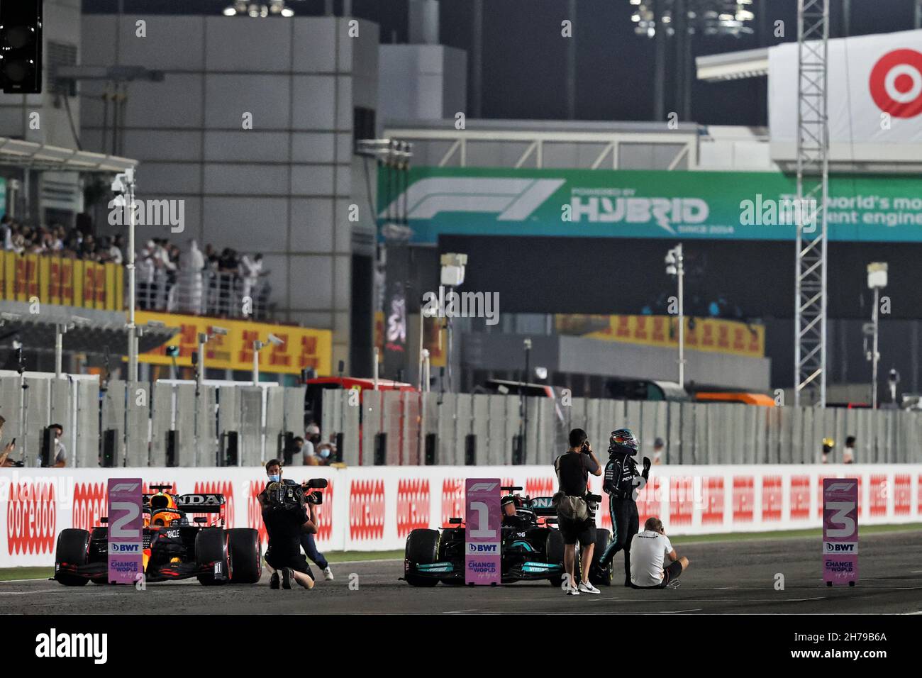 Doha, Qatar. 21st Nov, 2021. Race winner Lewis Hamilton (GBR) Mercedes ...