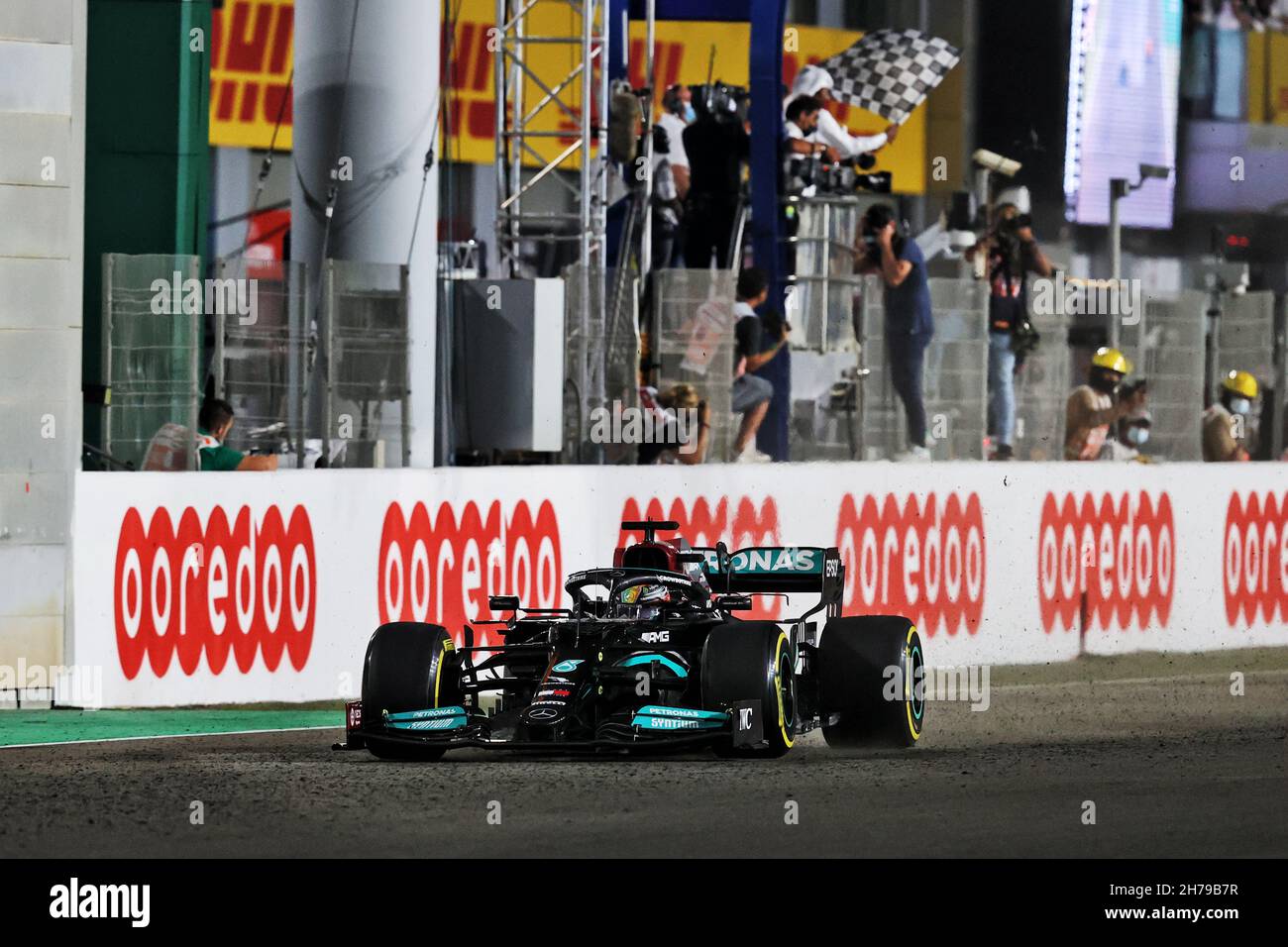 Doha, Qatar. 21st Nov, 2021. Race winner Lewis Hamilton (GBR) Mercedes ...