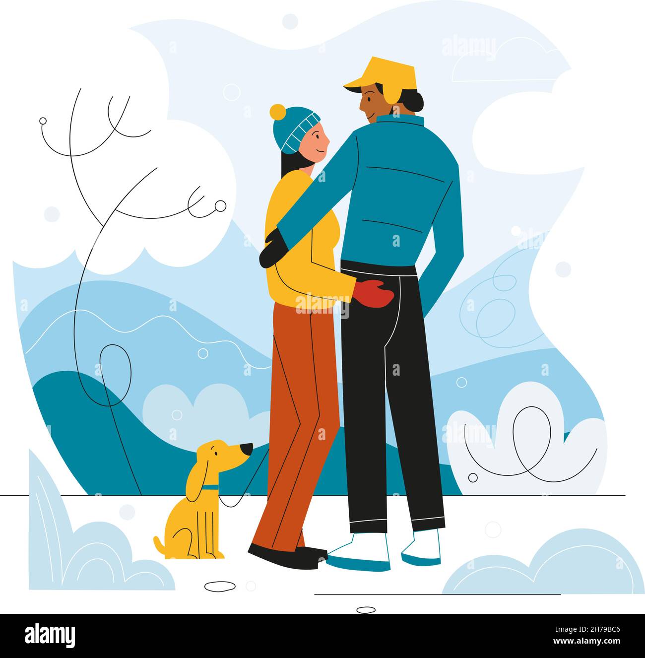 Winter snowy park in Stock Vector Images - Alamy