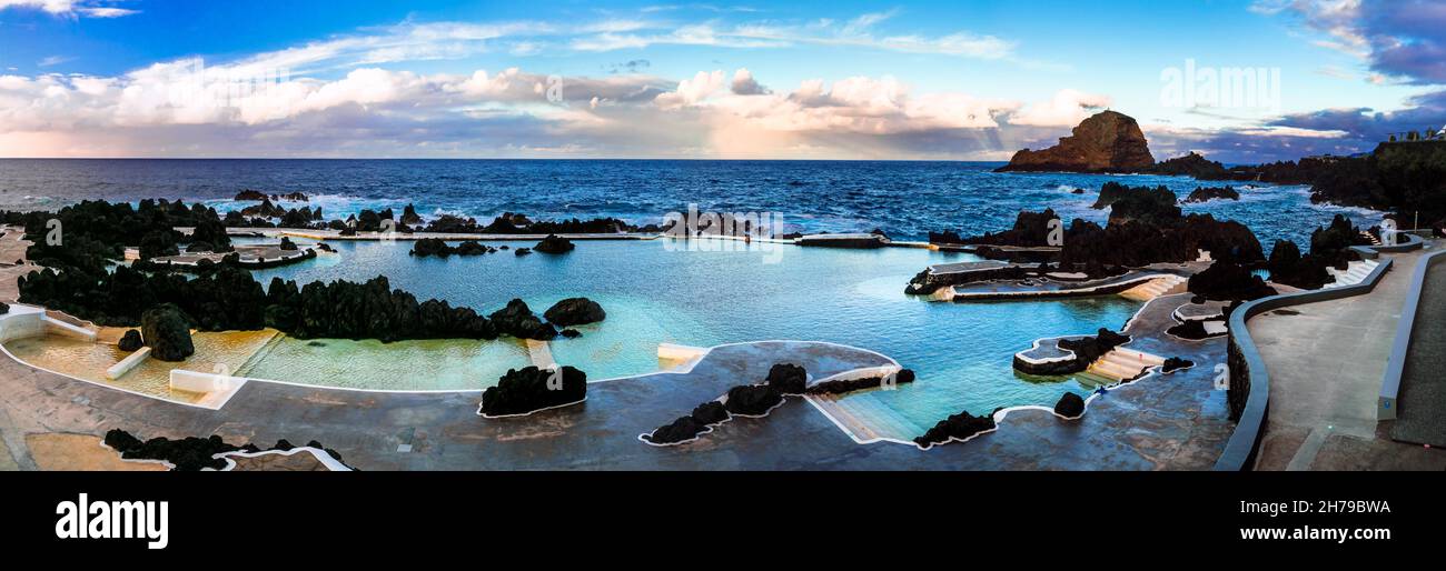 Porto Moniz, Madeira Island, Portugal .Volcanic lava natural swimming ...
