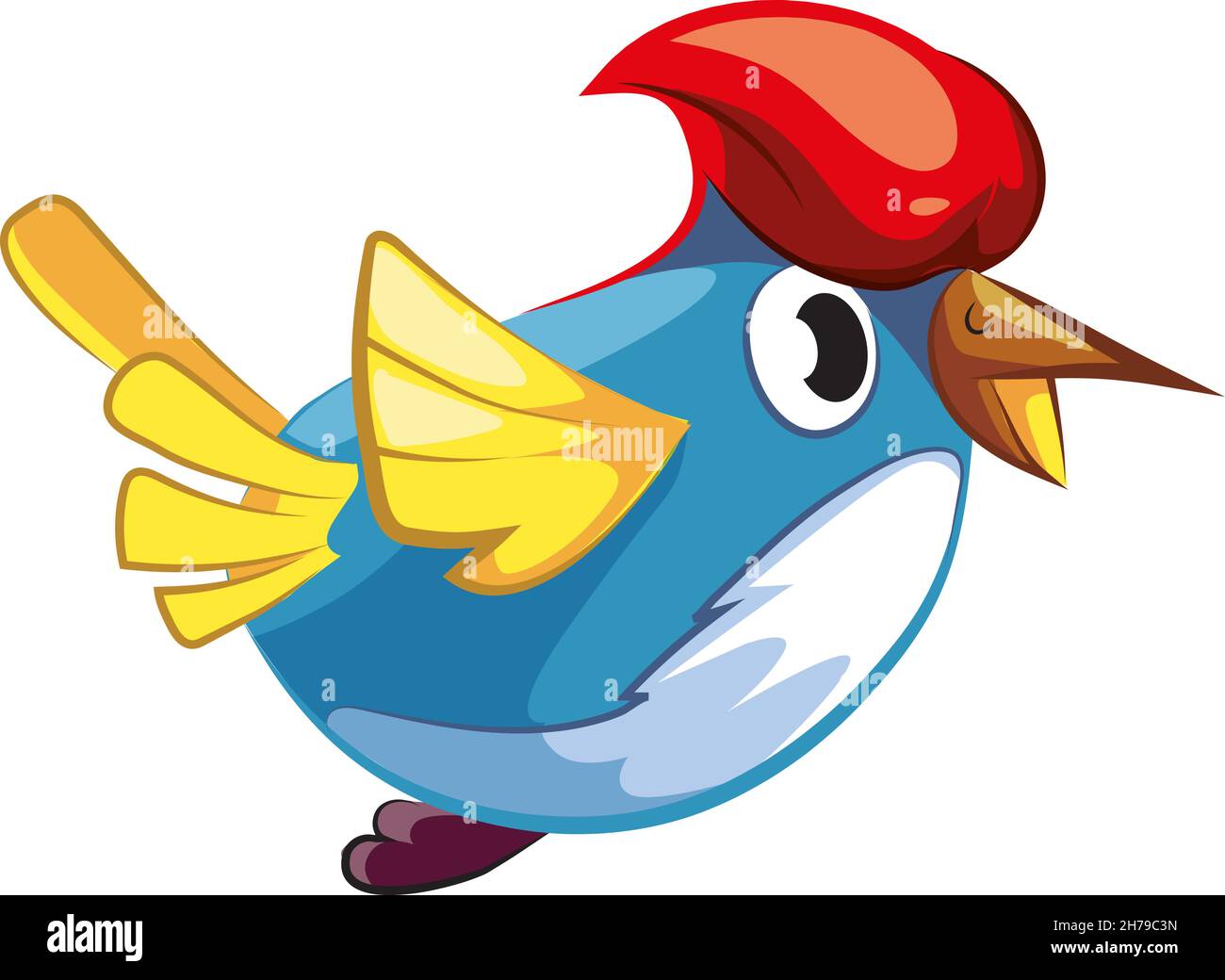 Flying woodpecker. Funny bird character in cute cartoon style Stock ...
