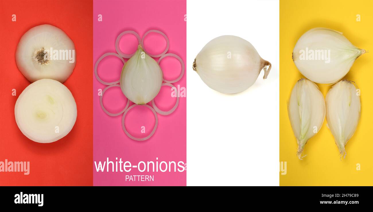 Creative layout made of red onion. High resolution photo. Full depth of ...