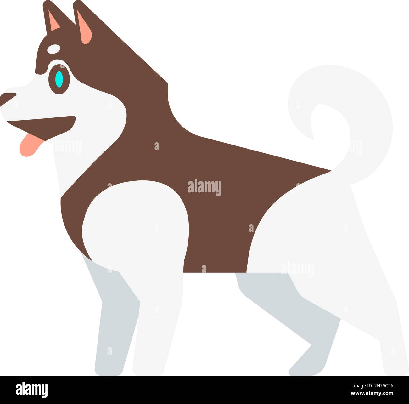 Sled dog icon. Happy husky. Cute siberian animal Stock Vector Image ...
