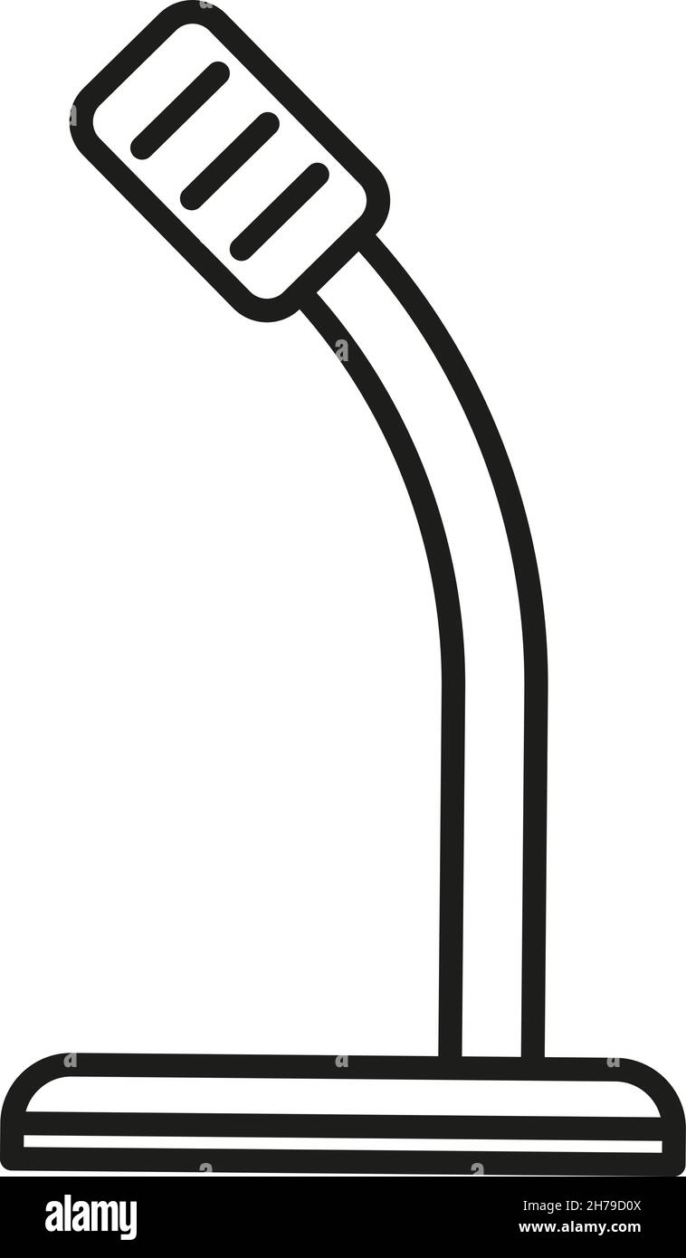 Gooseneck microphone. Table top mic icon. Conference speaking tool ...