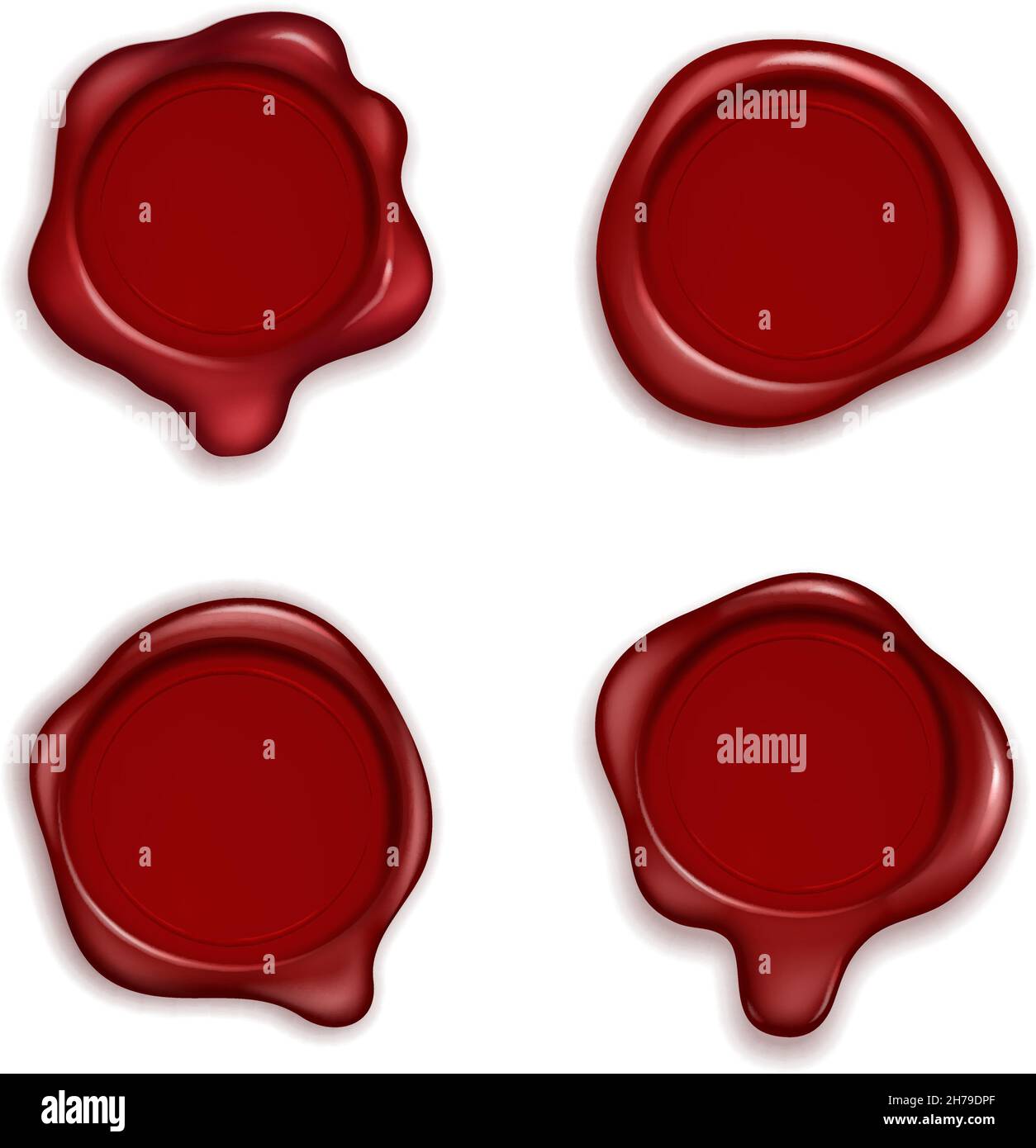 Seal wax. Original waxed rubber old vintage red approve stamps. Round ...