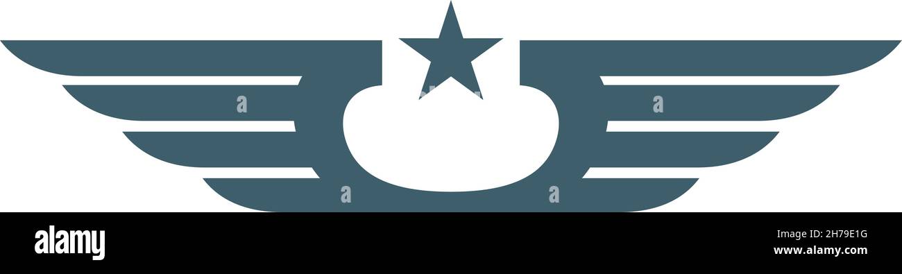 Vintage flight badge. Stylized wings with star symbol Stock Vector ...