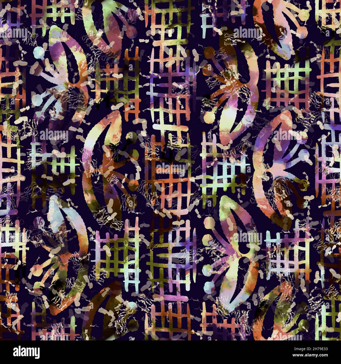 Exotic multicoloured boho geometric camouflage scatter print. Seamless ...