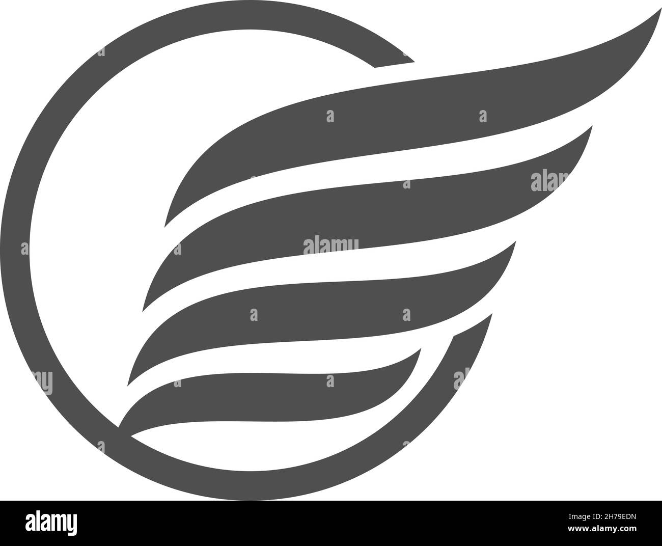 Wing in circle. Stylized logo with stripe feathers in ring Stock Vector ...