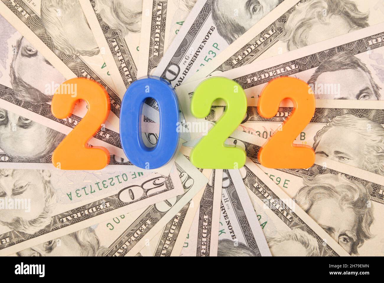 2022 New year isolated on white background. Money background raster ...