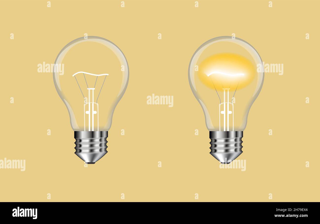 Electric incandescent bulb. Light bulb and off. Vector illustration ...