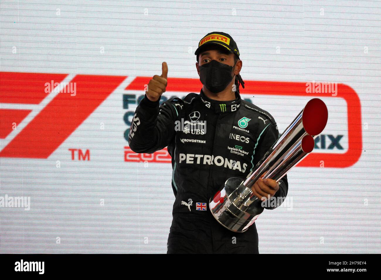 Doha, Qatar. 21st Nov, 2021. Race winner Lewis Hamilton (GBR) Mercedes ...