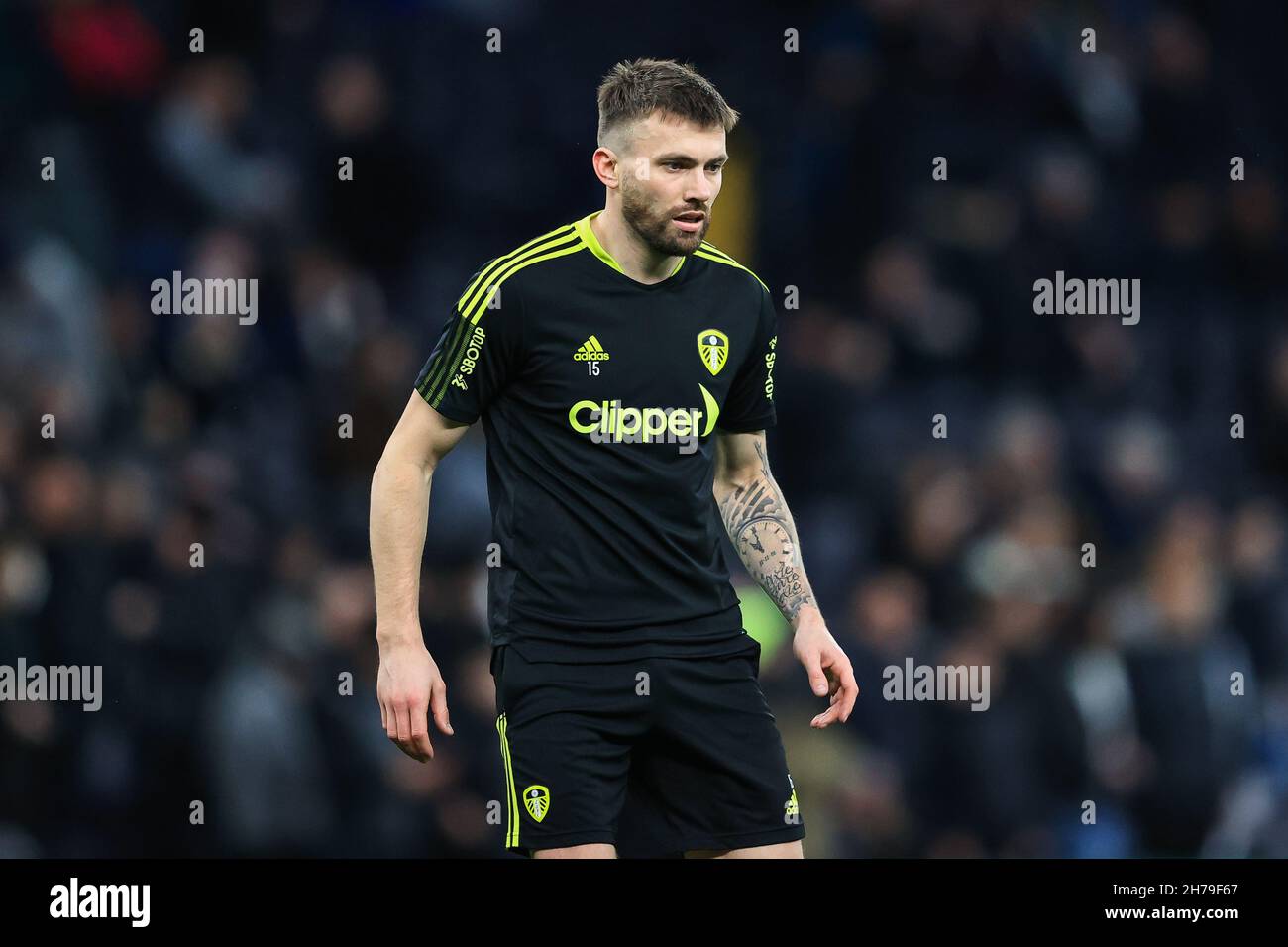 Stuart Dallas #15 of Leeds United during the pre-game warmup in , on 11 ...