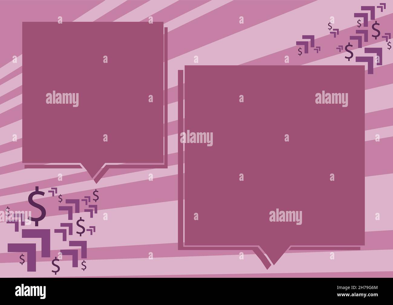 Two Colorful Overlapping Speech Bubble Drawing With Dollar Sign. Double ...