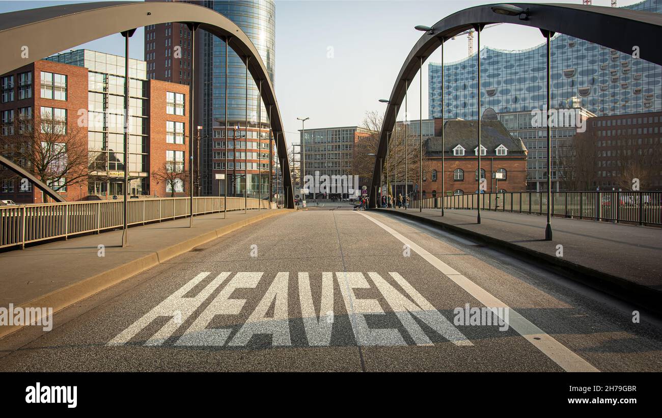 Street Sign the Direction Way to Heaven Stock Photo - Alamy