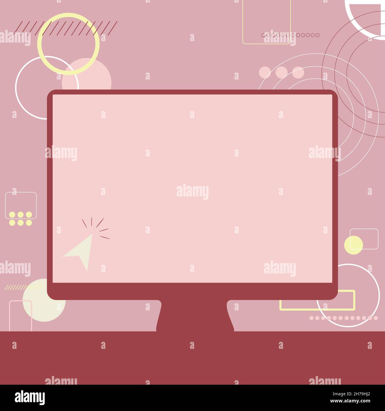 Illustration Of Cursor In A Big Blank Screen Monitor Searching For New ...