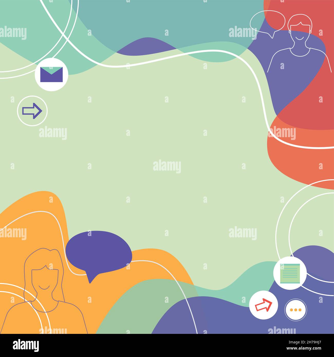 Illustration Of Couple Speaking In Chat Cloud Exchanging Messages ...