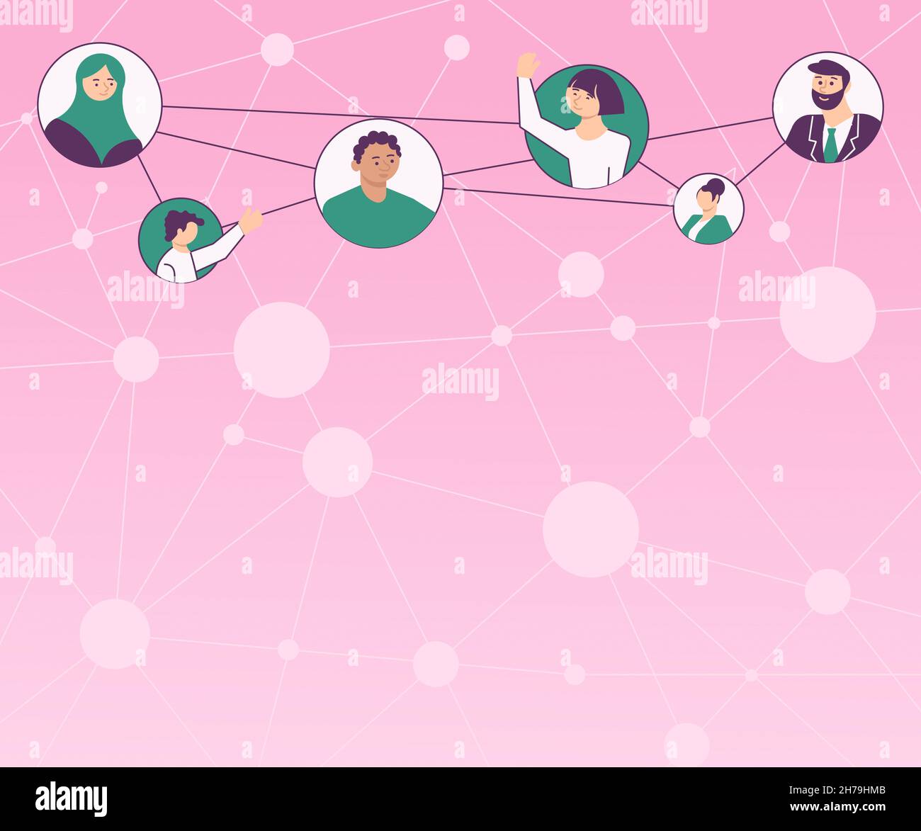 Different People In Circles Chatting Together And Connected Through ...