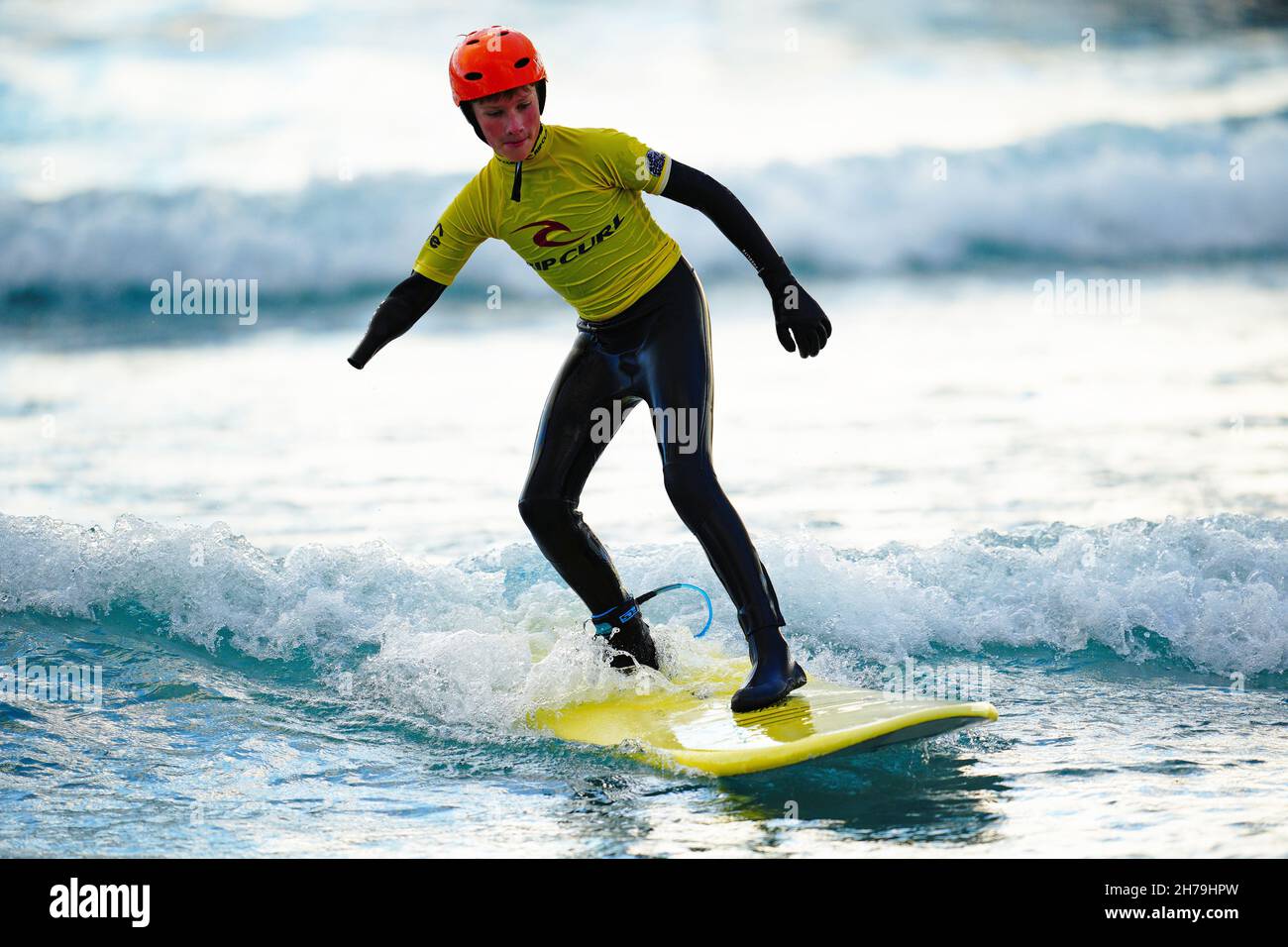 Jasper Barnes, aged 13 from Somerset, surfing at The Wave in Bristol ...
