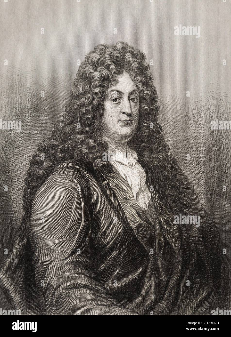 Portrait de Jean Racine (1639-1699), poete tragique francais Gravure du ...