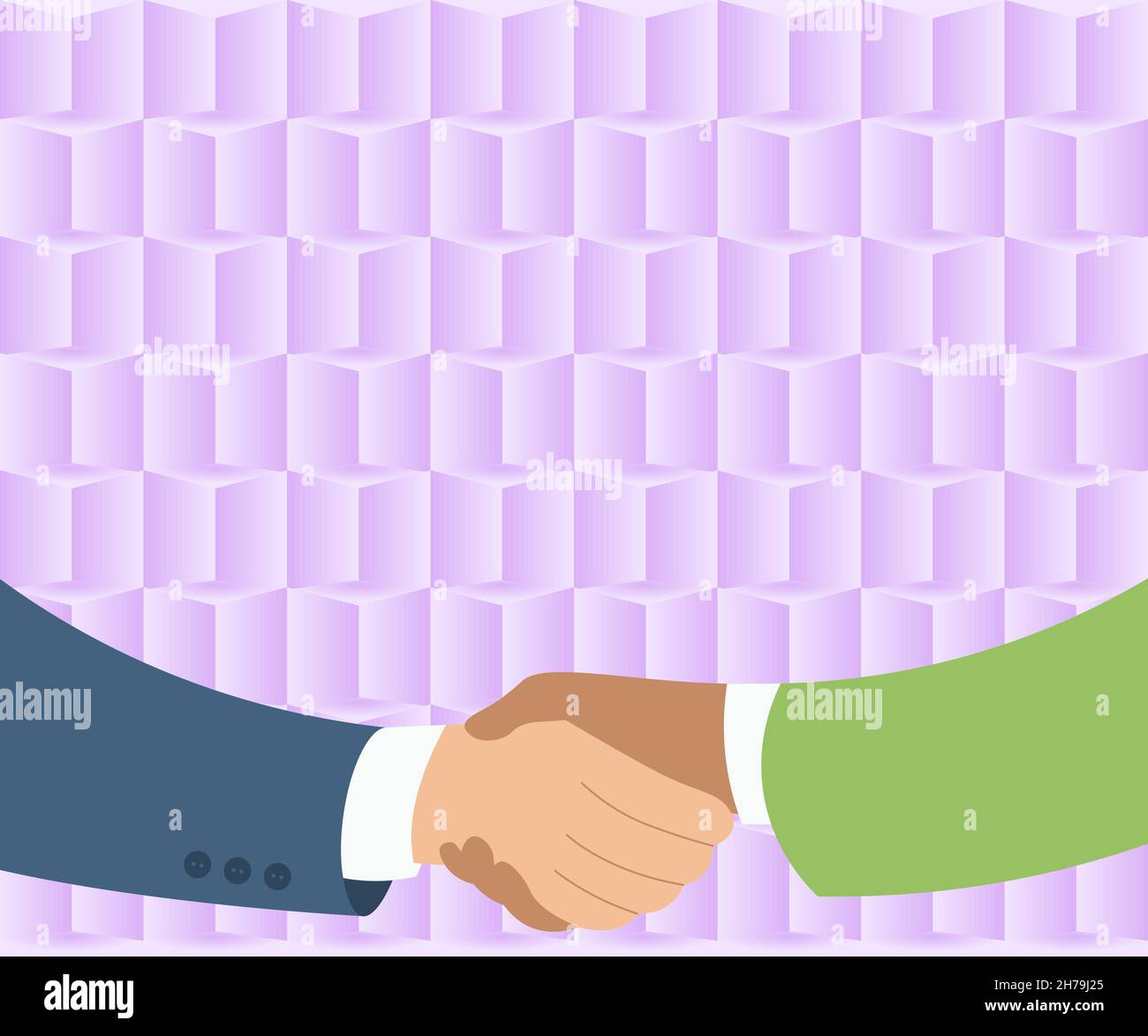 Two Men Drawing With Paper Background Shake Hands Presenting Agreement ...