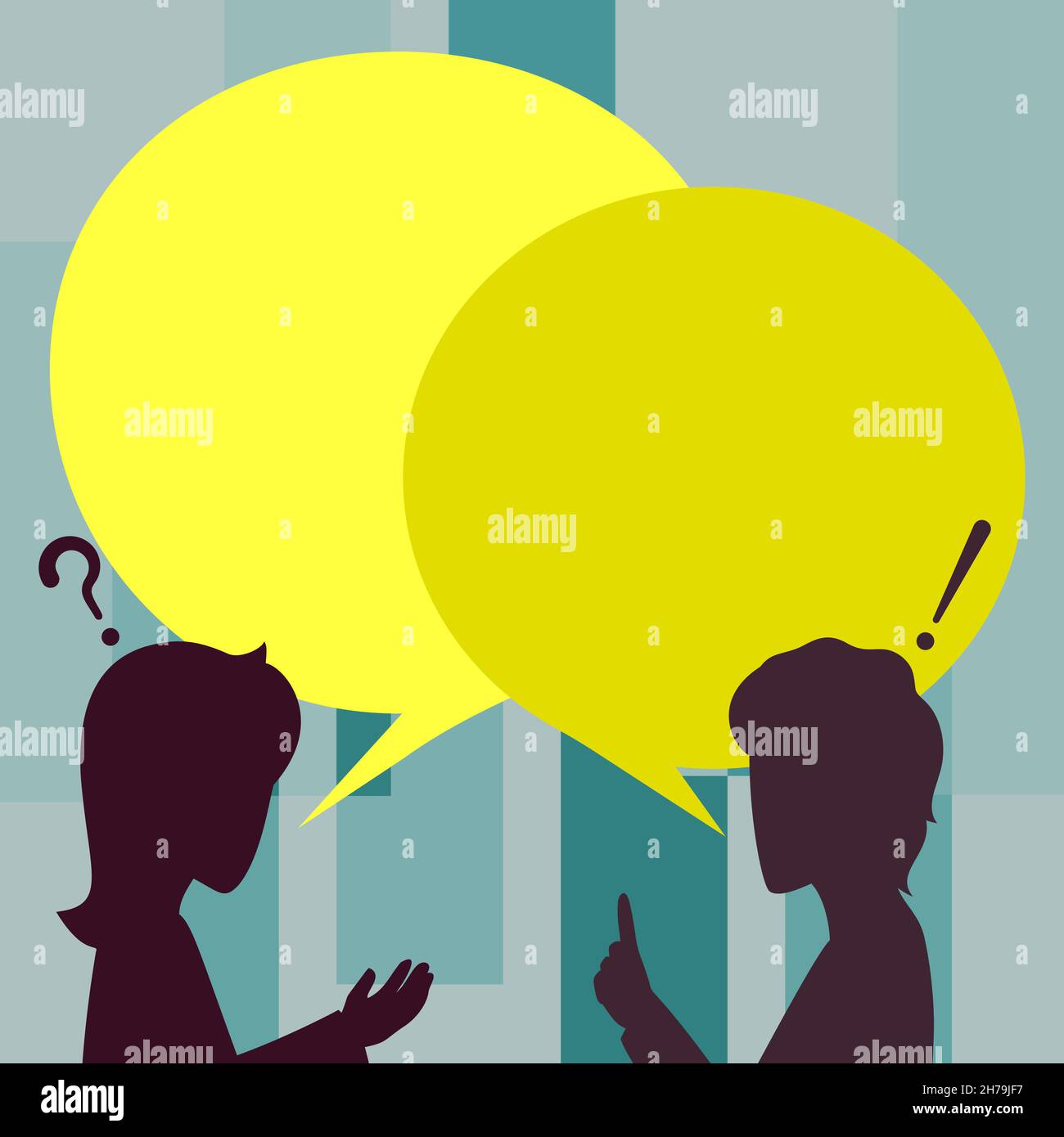 Couple Drawing With A Big Blank Chat Cloud Talking To Each Other ...