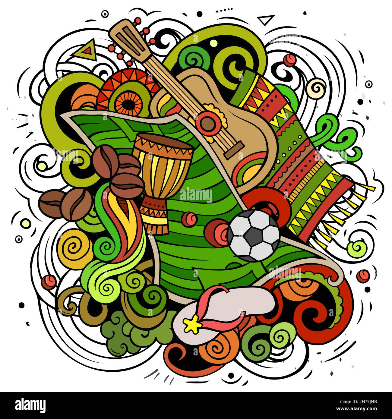 Brazil cartoon vector doodle illustration. Colorful detailed ...