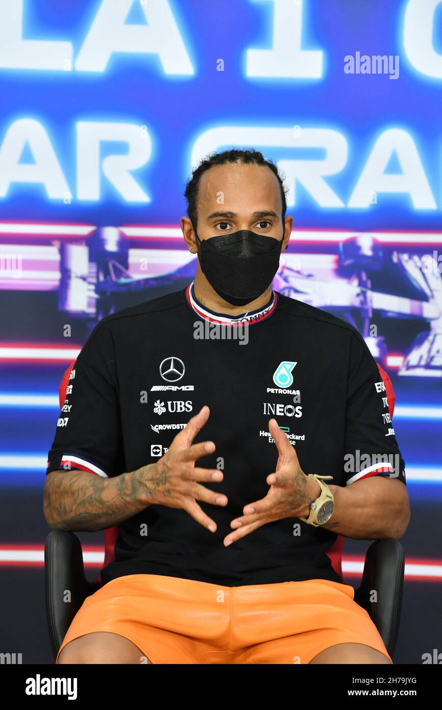Doha, Qatar. 21st Nov, 2021. Lewis Hamilton (GBR) Mercedes AMG F1 in ...