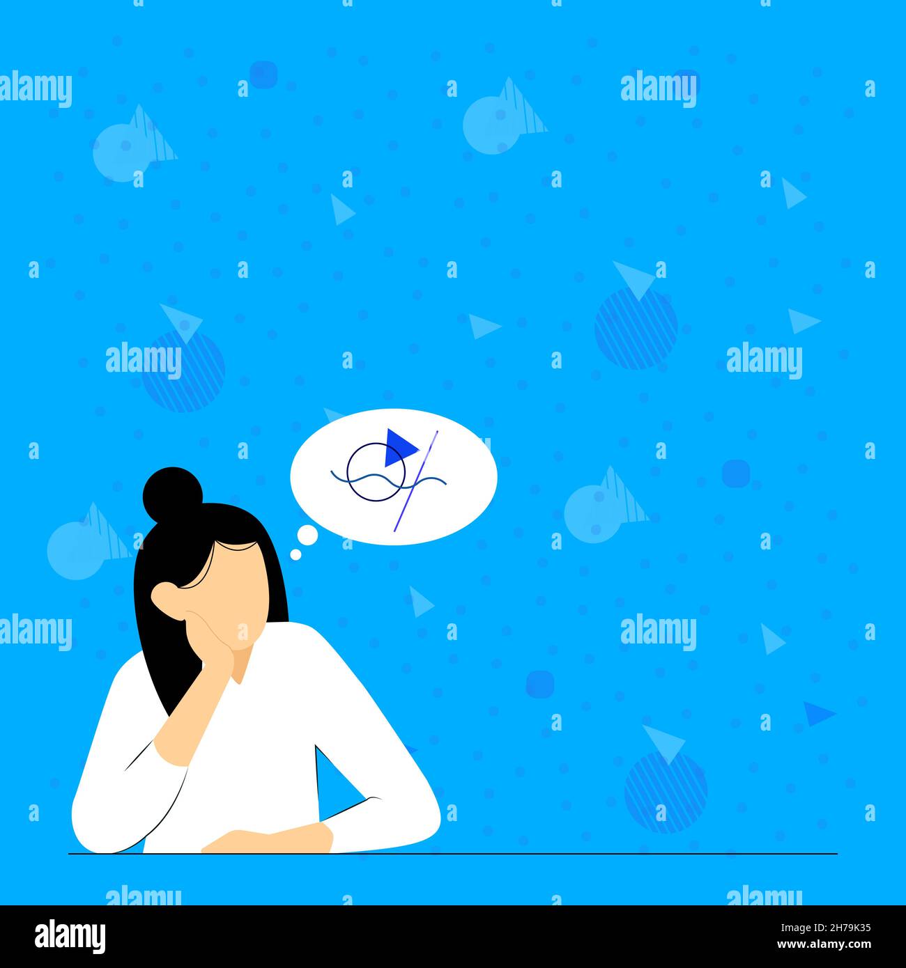 Girl thinking deeply Stock Vector Images - Alamy