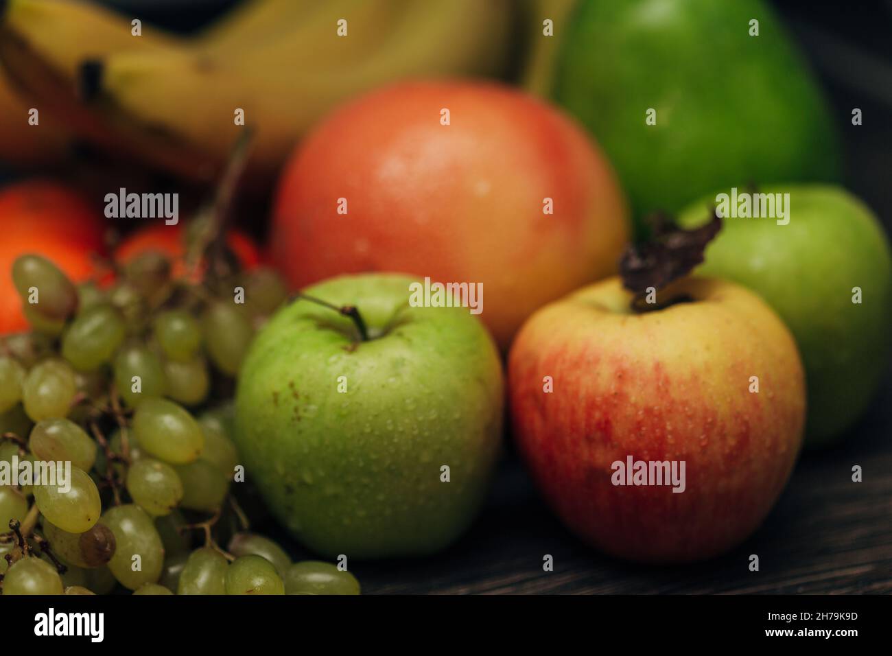 Fruits Composition Close Up With Water Droplets on the Peel Stock Photo ...