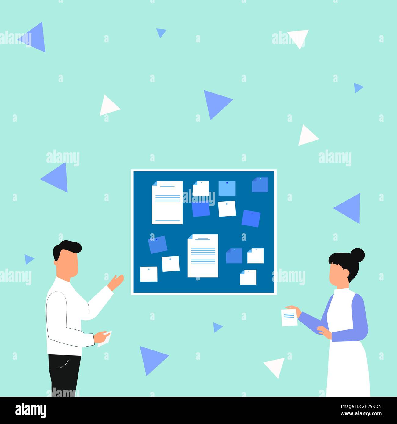 Illustration Of Couple Presenting New Amazing Ideas Holding Notes ...