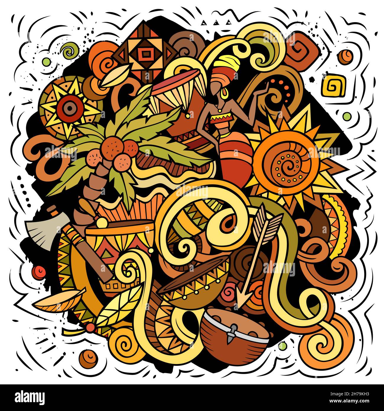 Africa hand drawn cartoon doodles illustration. Funny travel design ...
