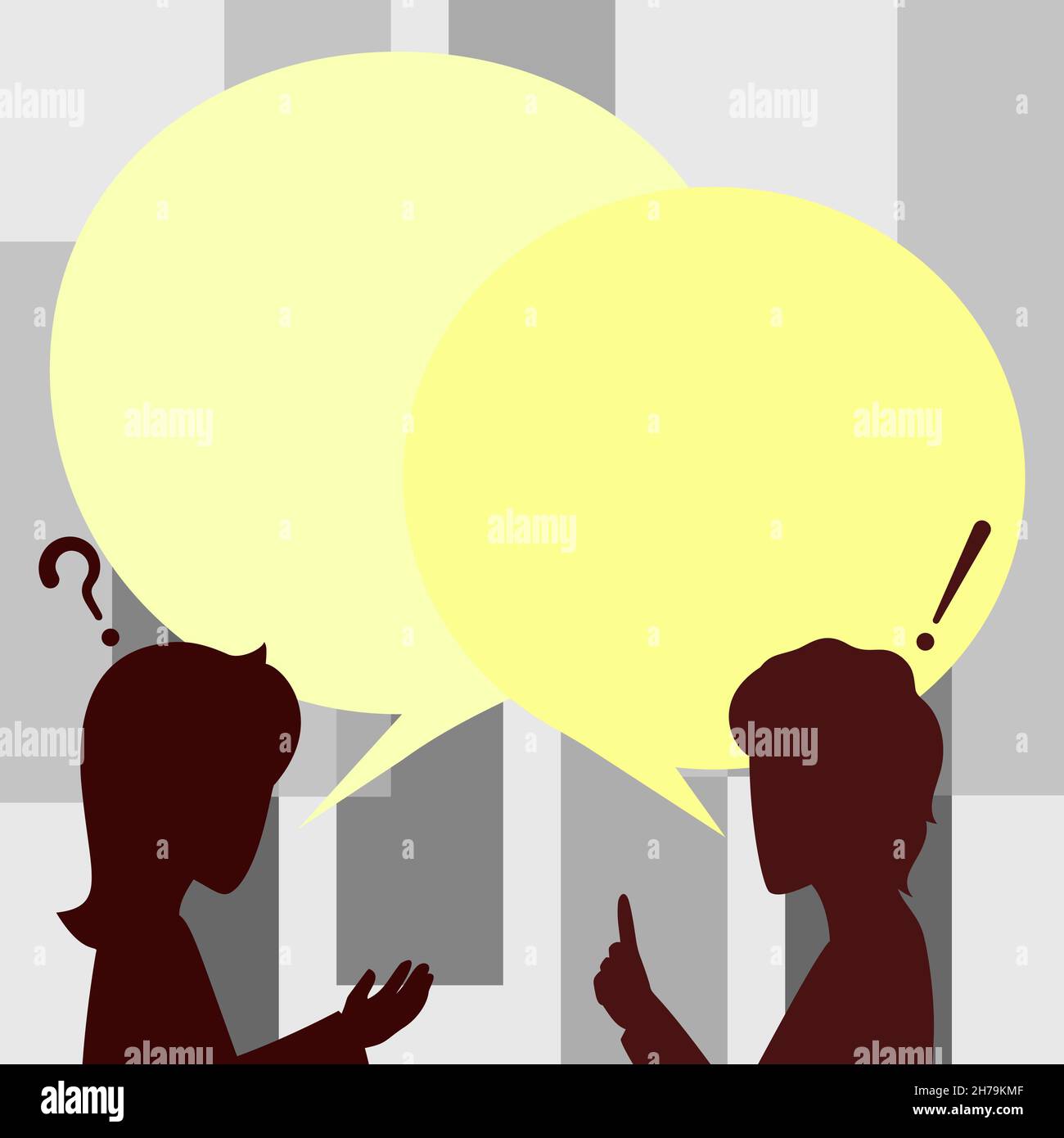 Couple Drawing With A Big Blank Chat Cloud Talking To Each Other ...