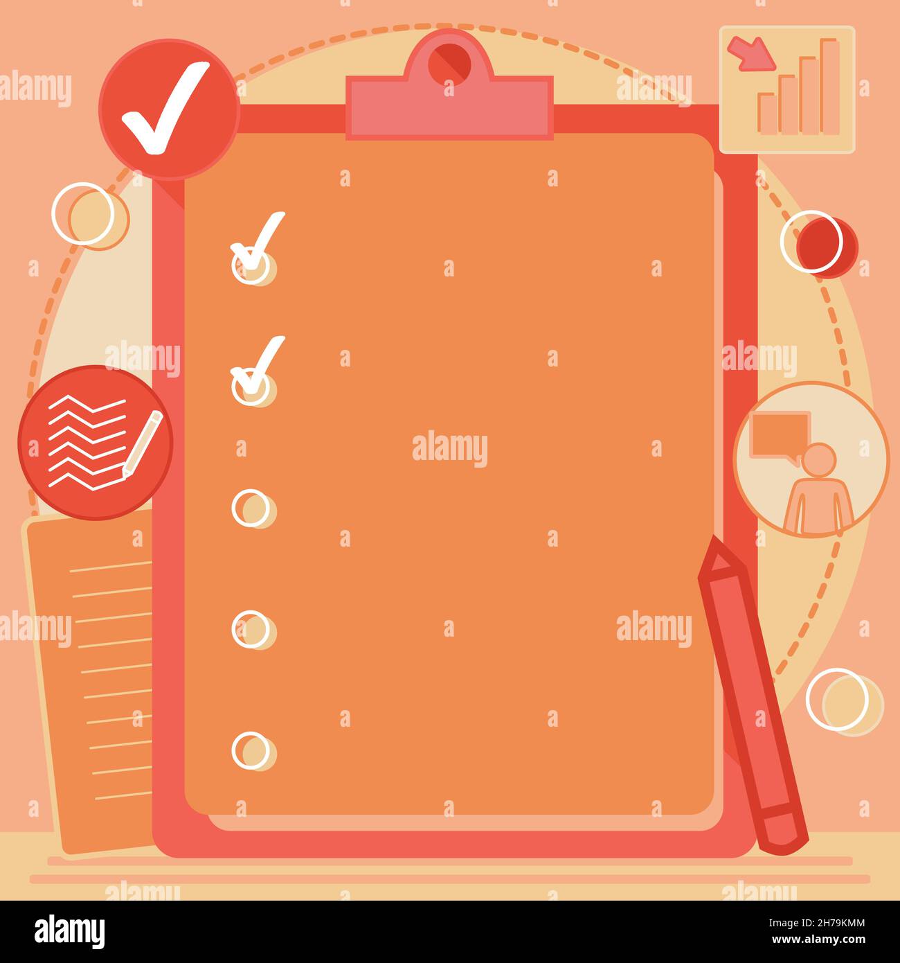 Clipboard Drawing With Checklist Marked Done Items On List. Board With ...